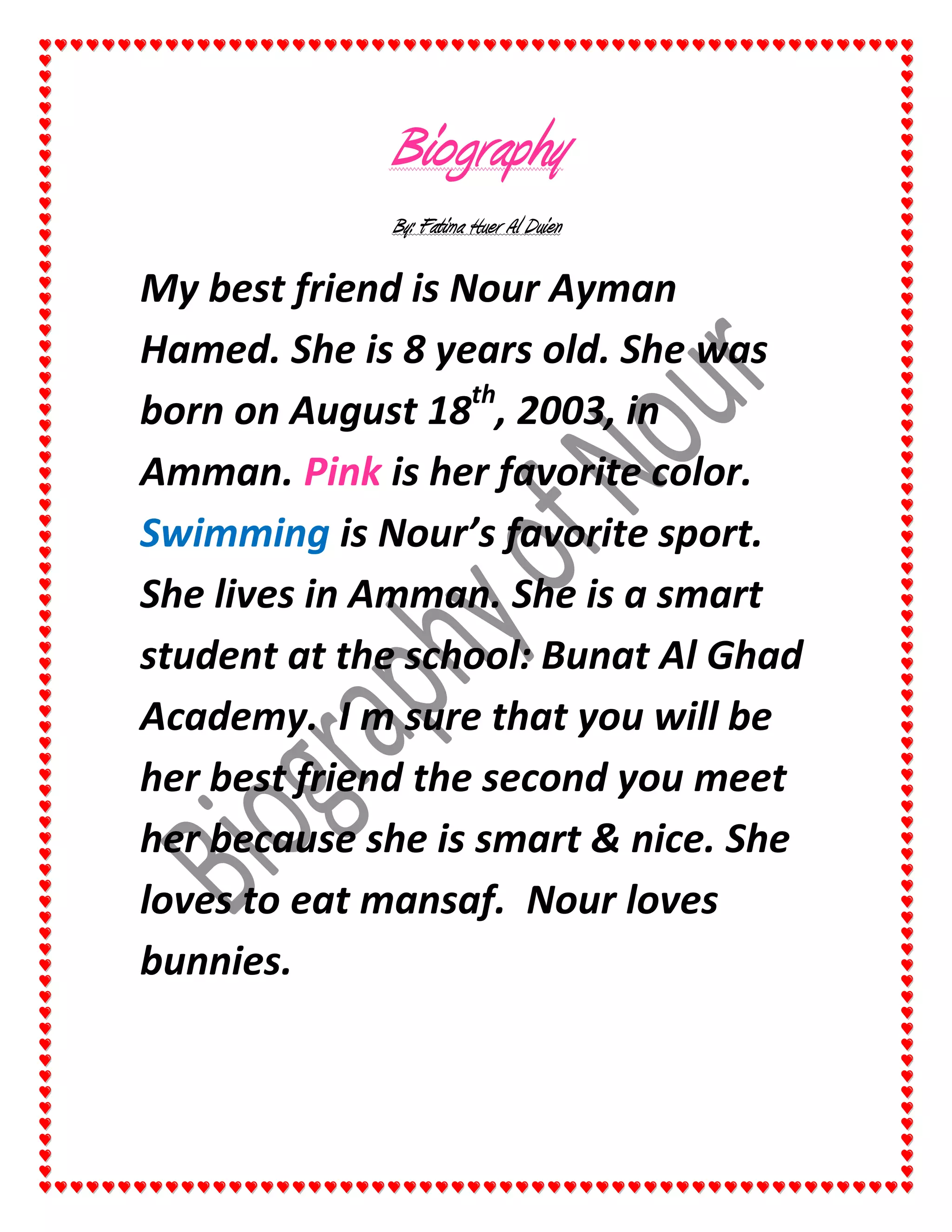 Nour's biography | DOCX | Food & Drink