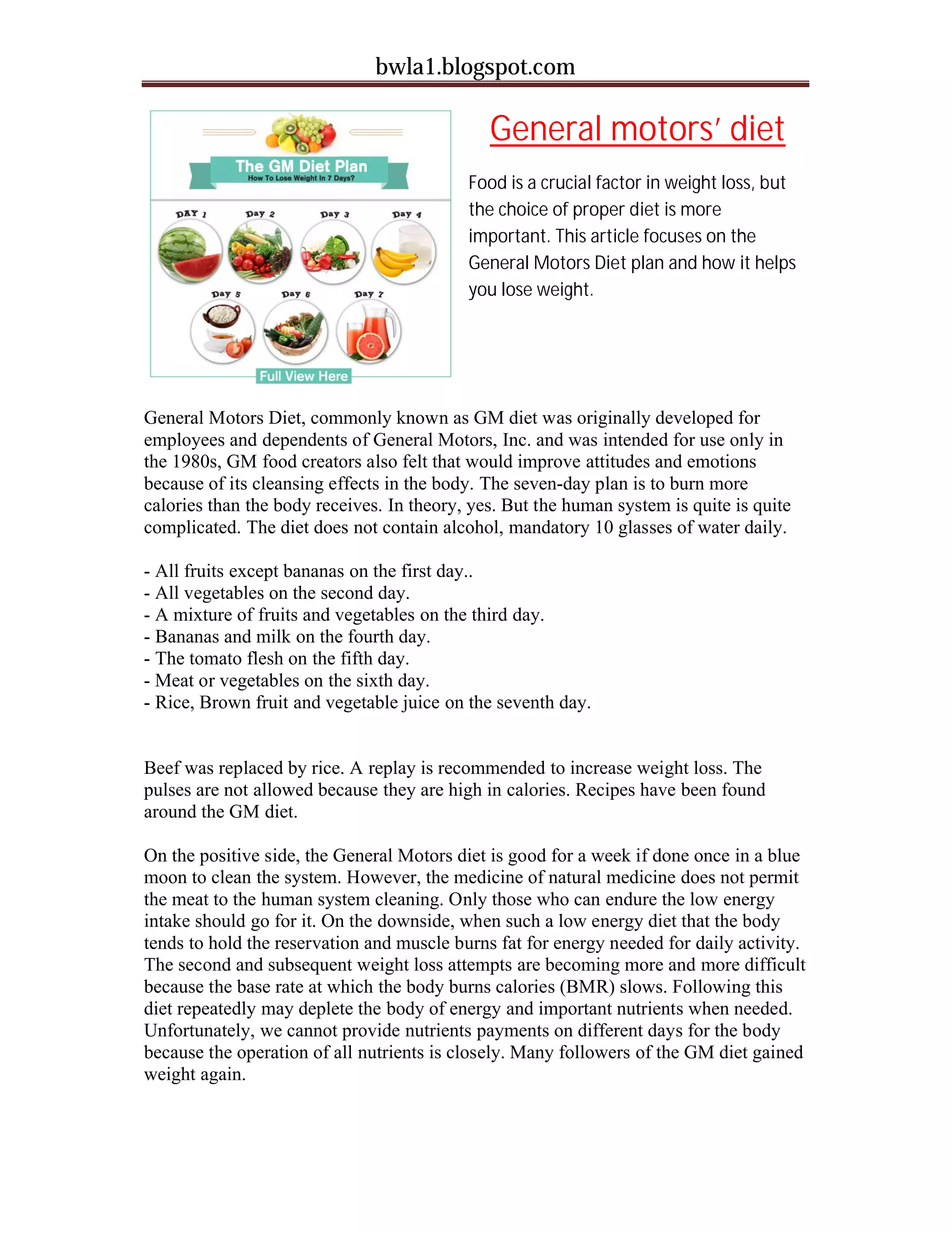 general motors diet | PDF