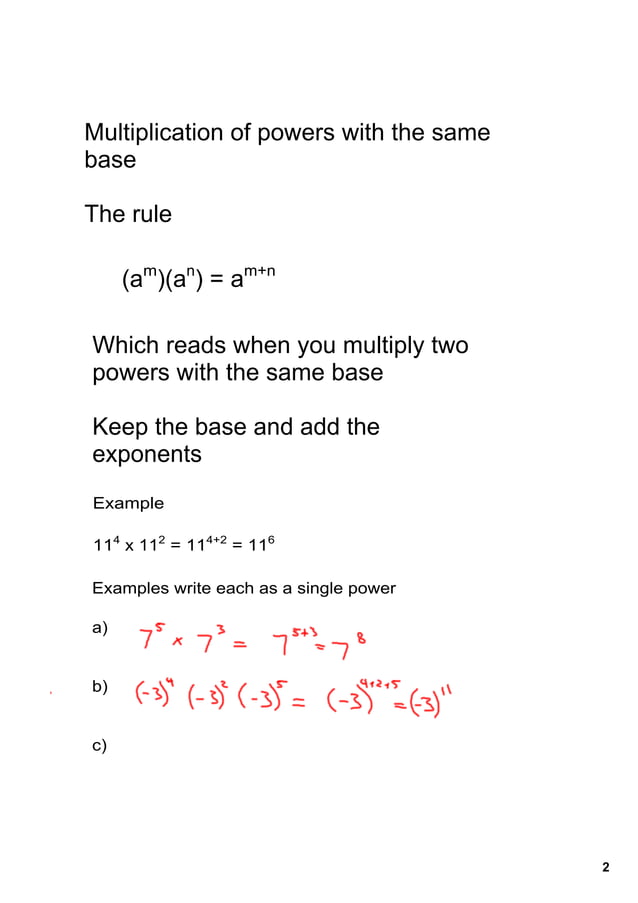 Nov. 17 Multiply And Divide Exponent Rules | PDF