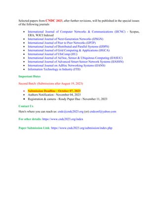 10th International Conference on Computer Networks & Data ...