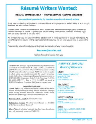 PARWCC SPOTLIGHT | PDF | Resume Writing and Advice | Job Search
