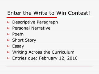 Nov 09 Write To Win | PPT