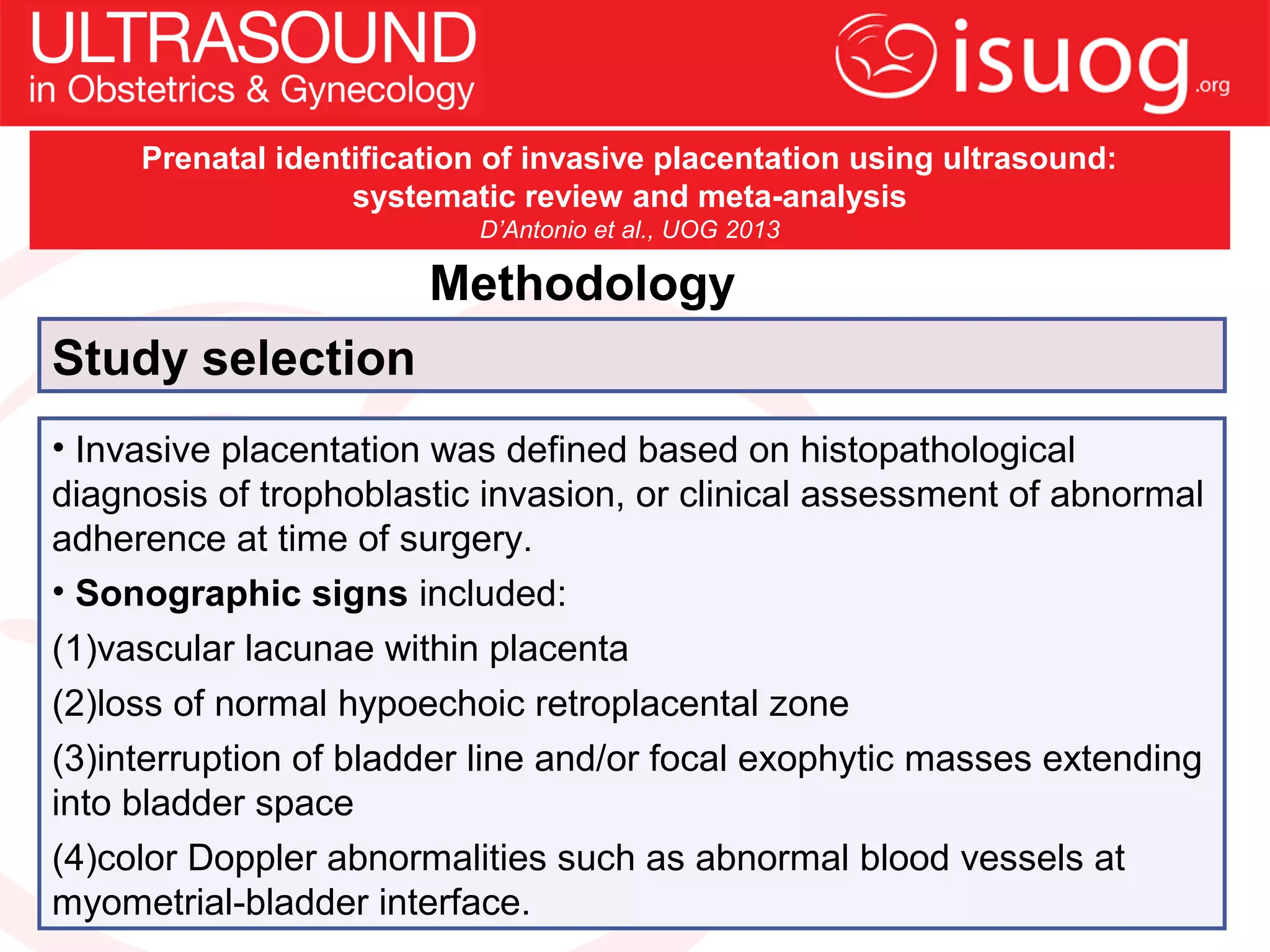 UOG Journal Club: Prenatal identification of invasive placentation ...