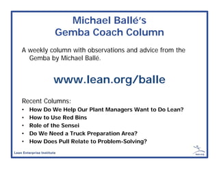 Go and See: why go to the gemba and what to do when you are there | PDF