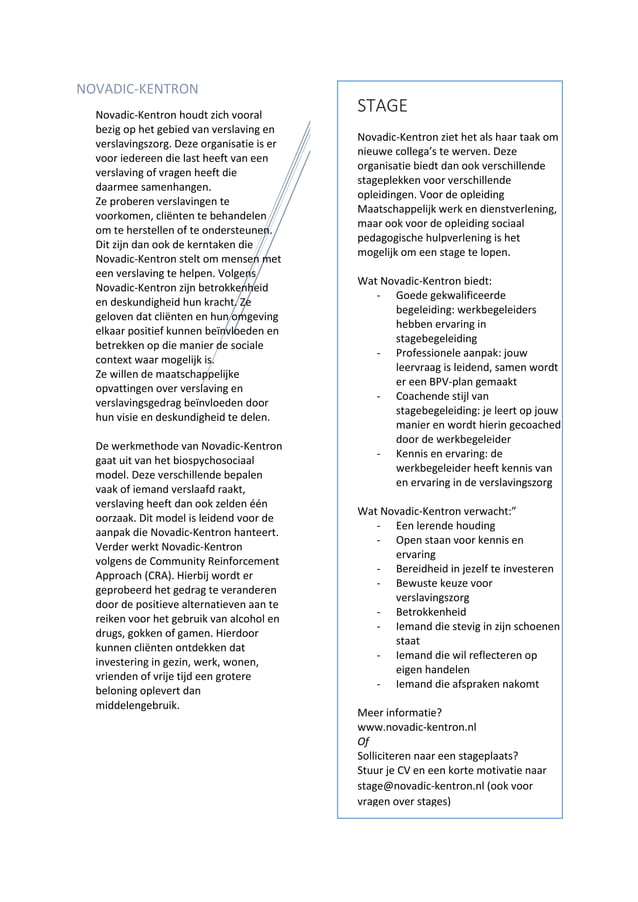 werkveldoriëntatie Novadic-Kentron | PDF