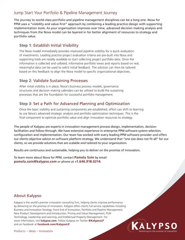 Kalypso - Nova For PPM | PDF | Business Utilities | Business