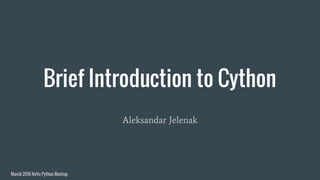 Brief Introduction to Cython | PDF