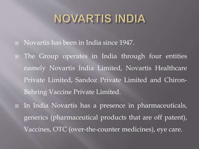 Novartis india | PPTX | Pharmaceutical Industry | Industries