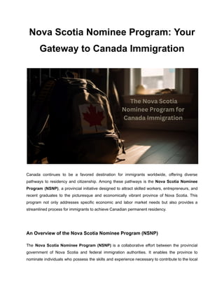 The Nova Scotia Nominee Program via Canada q | PDF