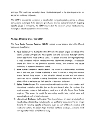The Nova Scotia Nominee Program via Canada q | PDF