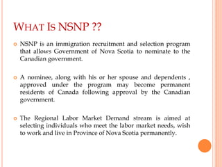 NOVA SCOTIA NOMINEE PROGRAM (NSNP) | PPTX