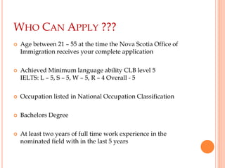 NOVA SCOTIA NOMINEE PROGRAM (NSNP) | PPTX