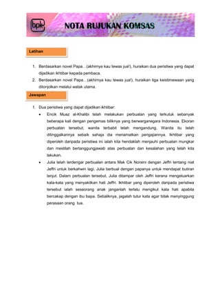 NOTA RUJUKAN - Novel Papa Akhirnya Kau Tewas Jua | PDF