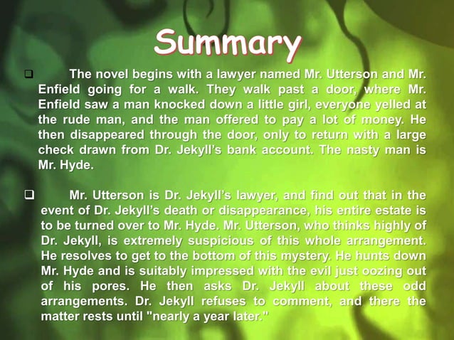 Novel Analysis (DR. JEKYLL AND MR. HYDE) | PPT