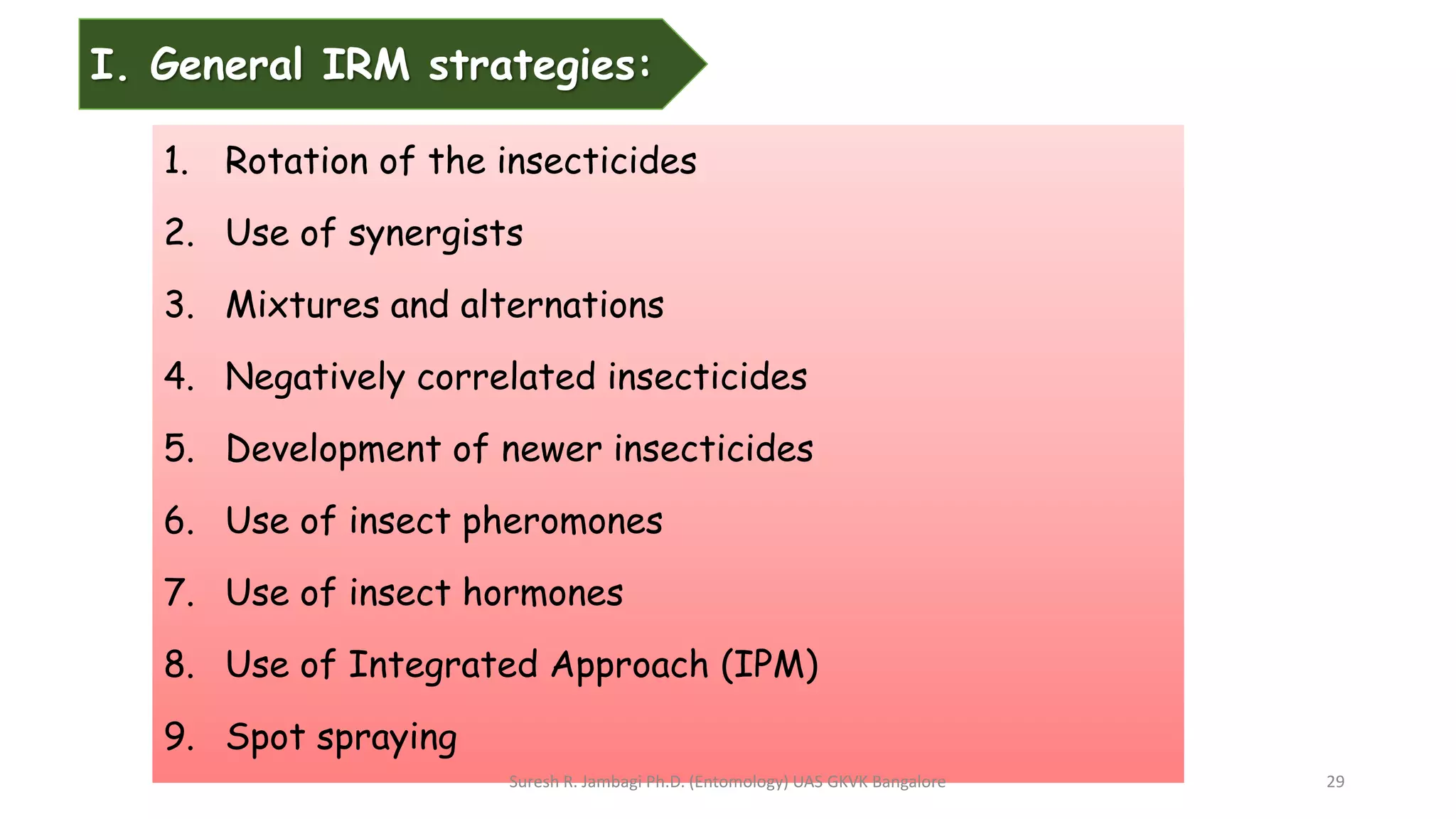 Novel Approaches in Insecticide Resistance Management (IRM) | PPTX