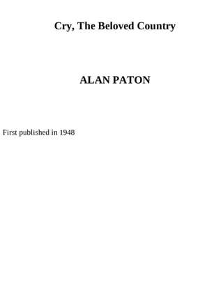 Novel cry, the beloved country | PDF