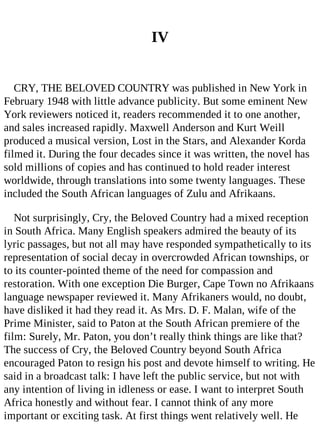 Novel cry, the beloved country | PDF