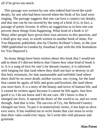 Novel cry, the beloved country | PDF