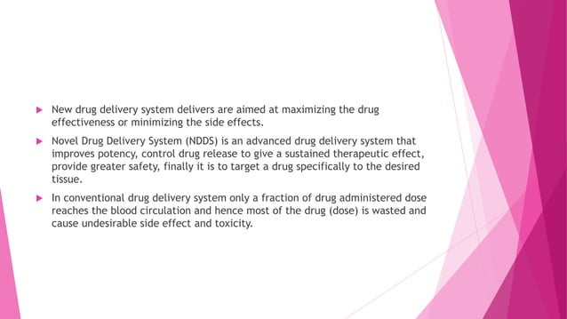 NOVEL DRUG DELIVERY SYSTEM.pptx | Chemistry | Science