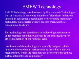 Novel electrowinning technologies.ppt copy | PPTX