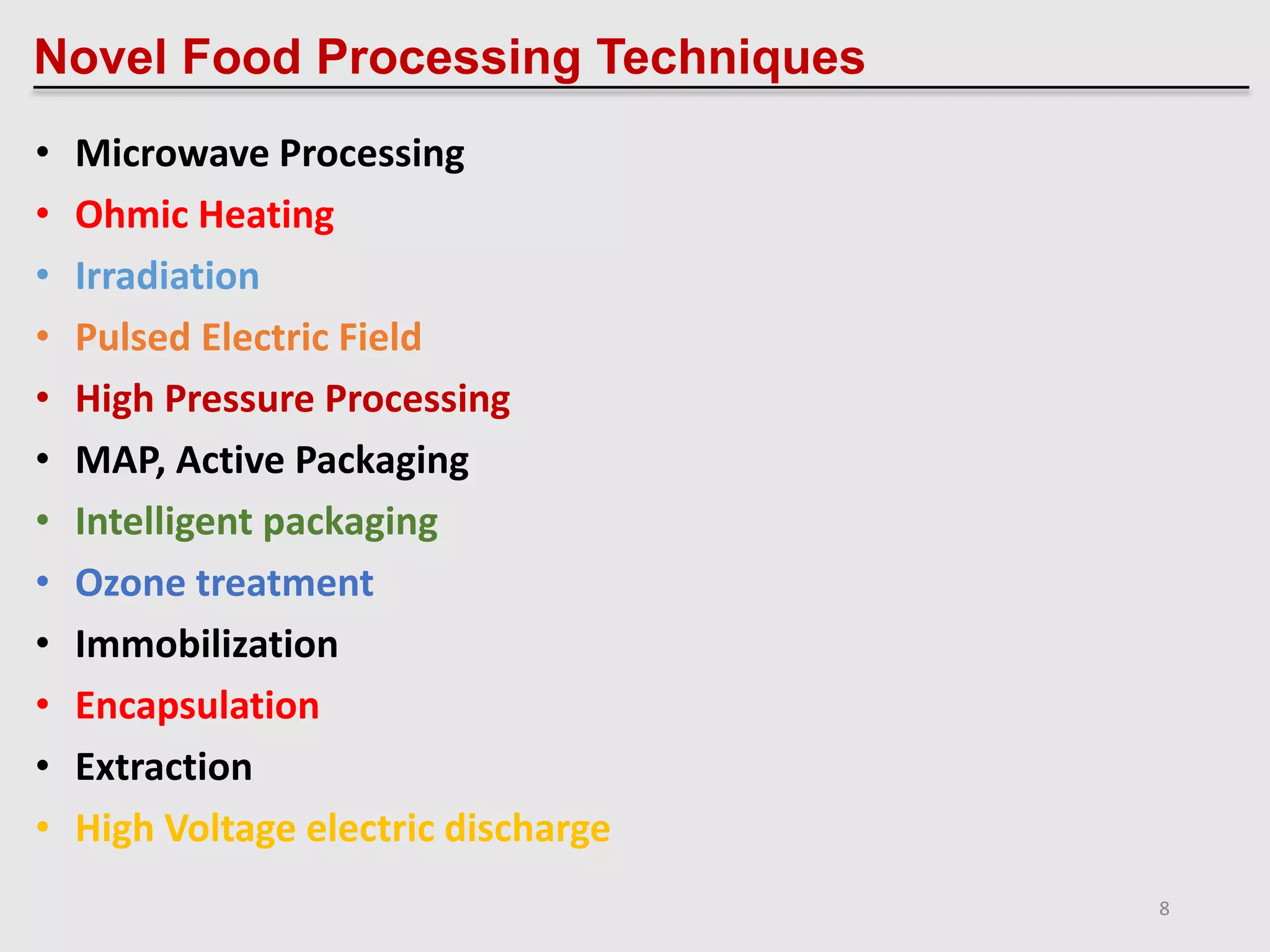 Novel Food Processing Techniques | PPTX