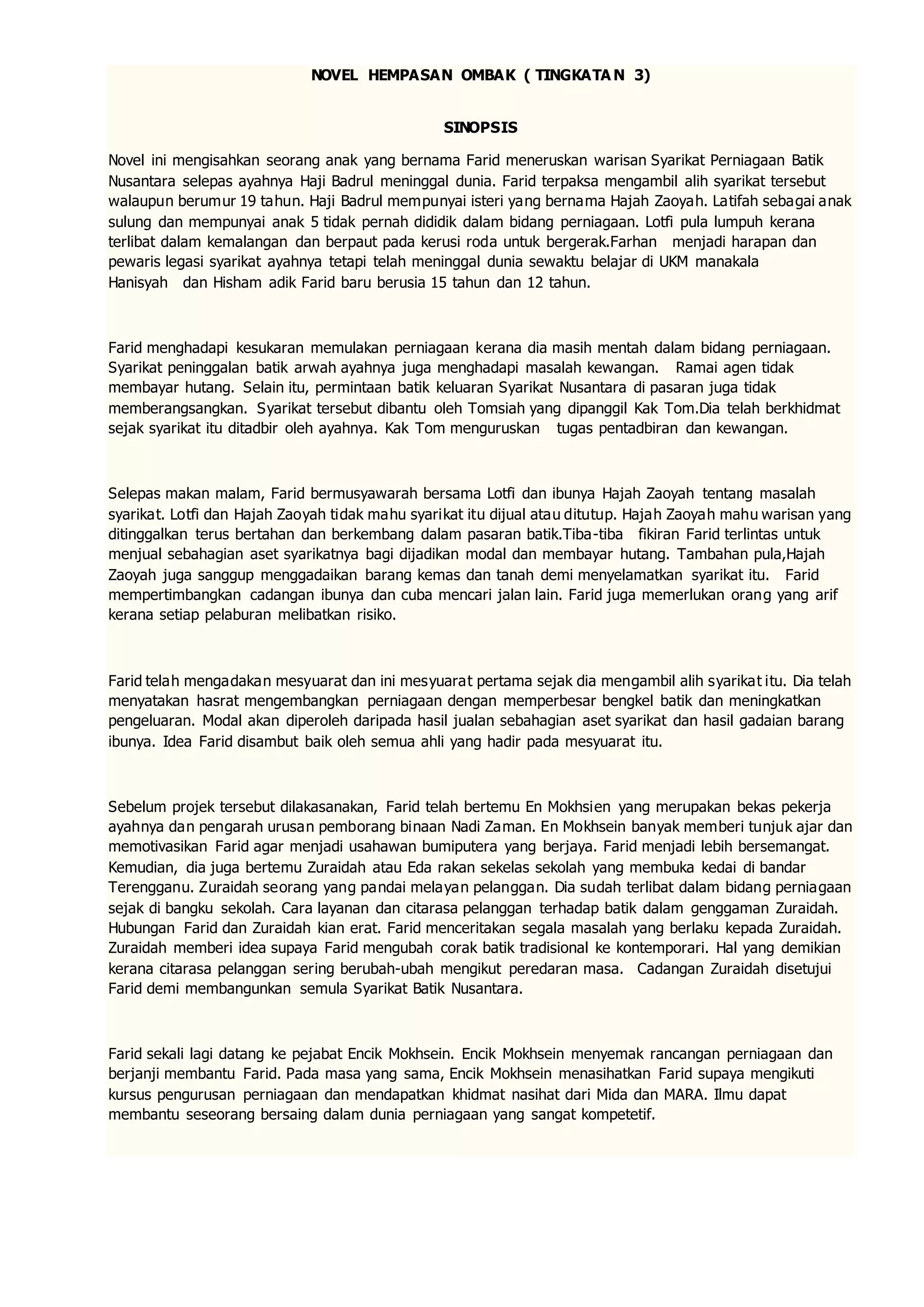 Novel hempasan ombak | DOCX