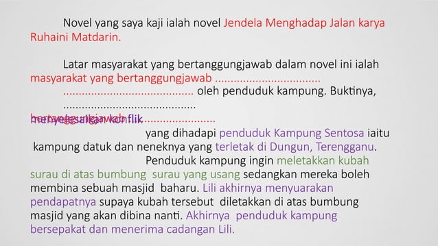 NOVEL JENDELA MENGHADAP JALAN - TINGKATAN 4 | PPTX