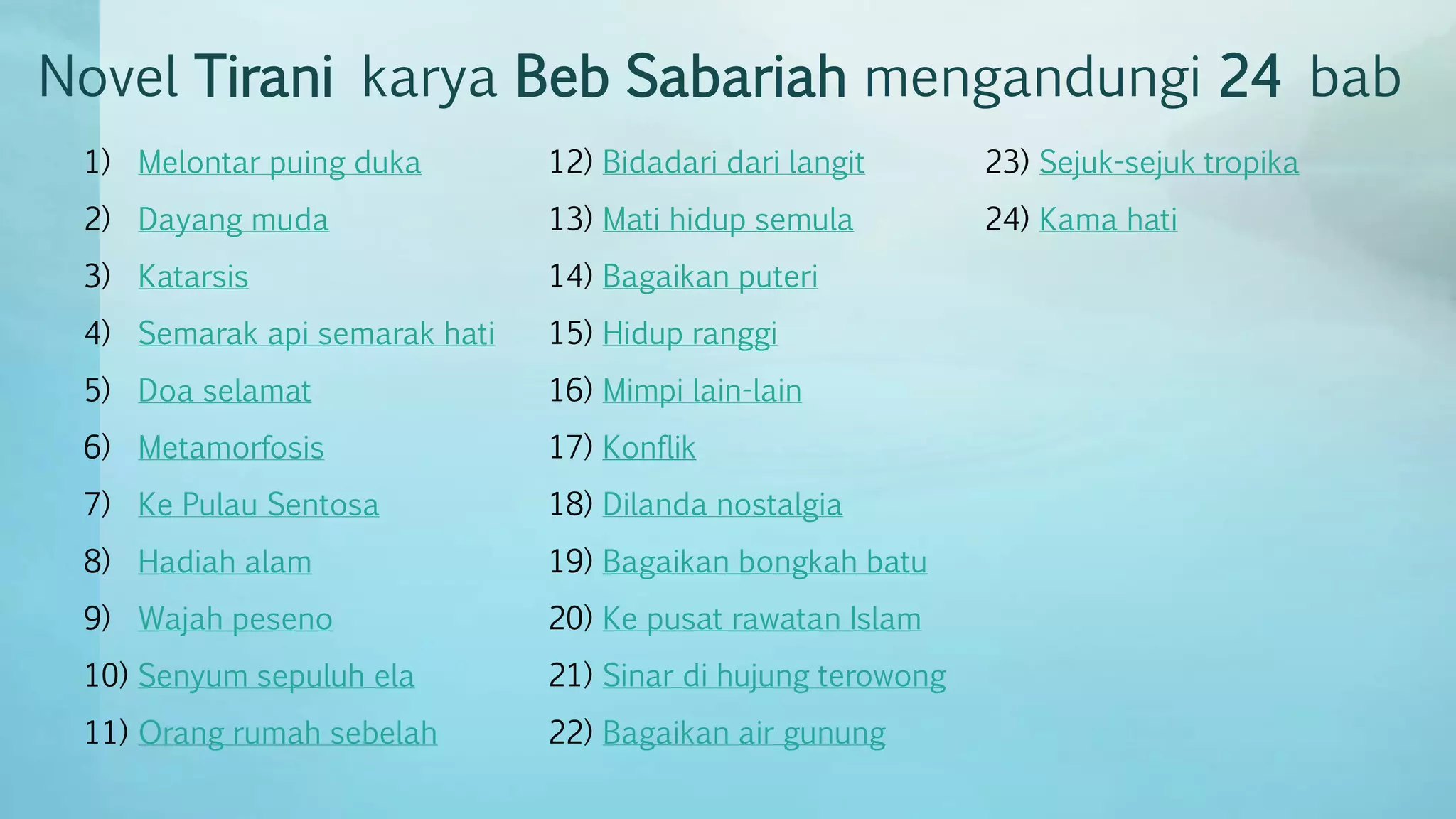 Novel FORM5 komsas TIRANI (Beb Sabariah) peta minda | PPTX