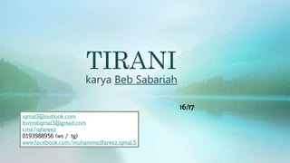 Novel FORM5 komsas TIRANI (Beb Sabariah) peta minda | PPTX