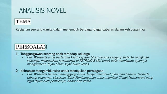 Novel FORM5 komsas TIRANI (Beb Sabariah) peta minda | PPTX