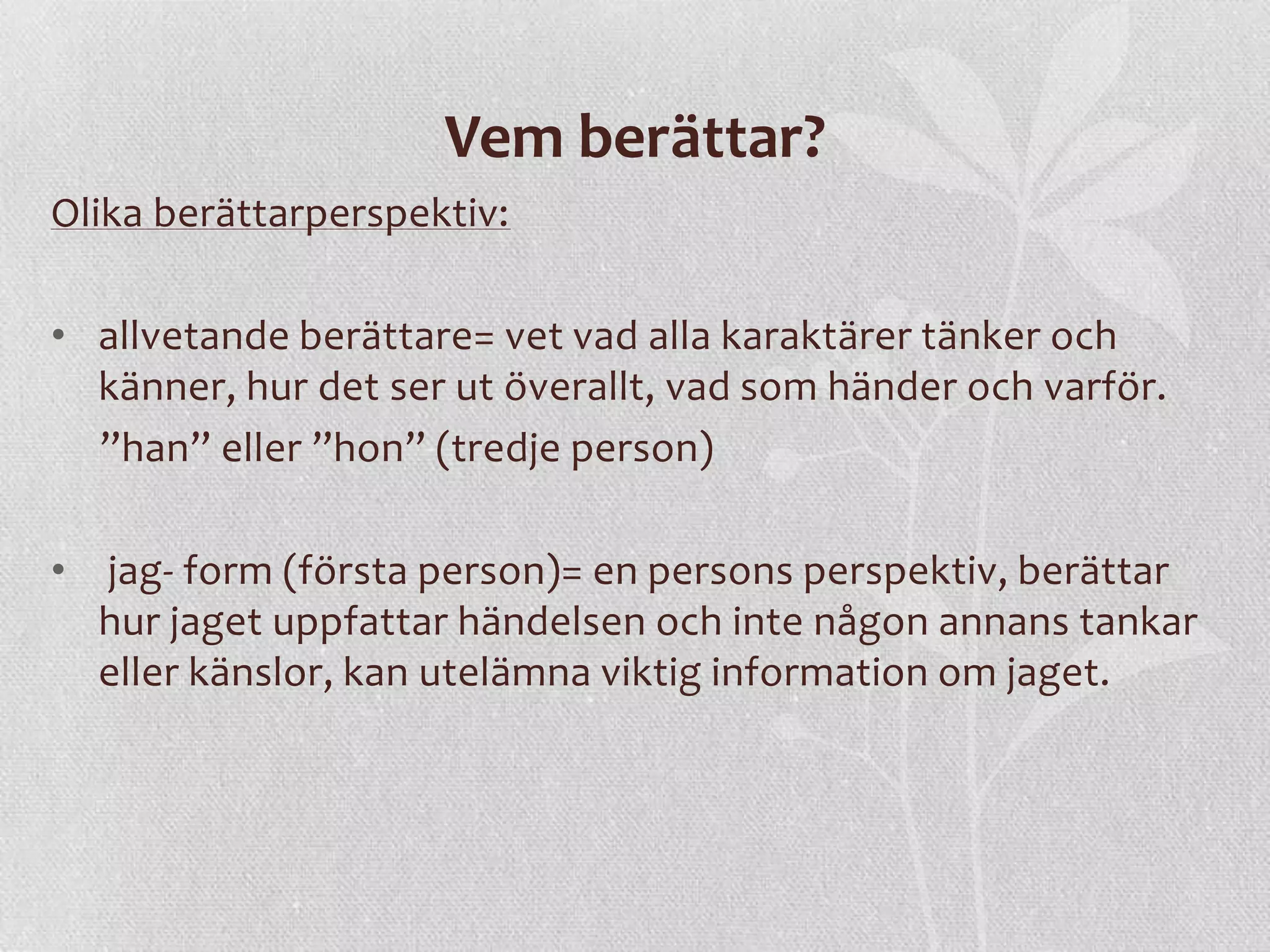 Novellens uppbyggnad & innehåll | PPTX