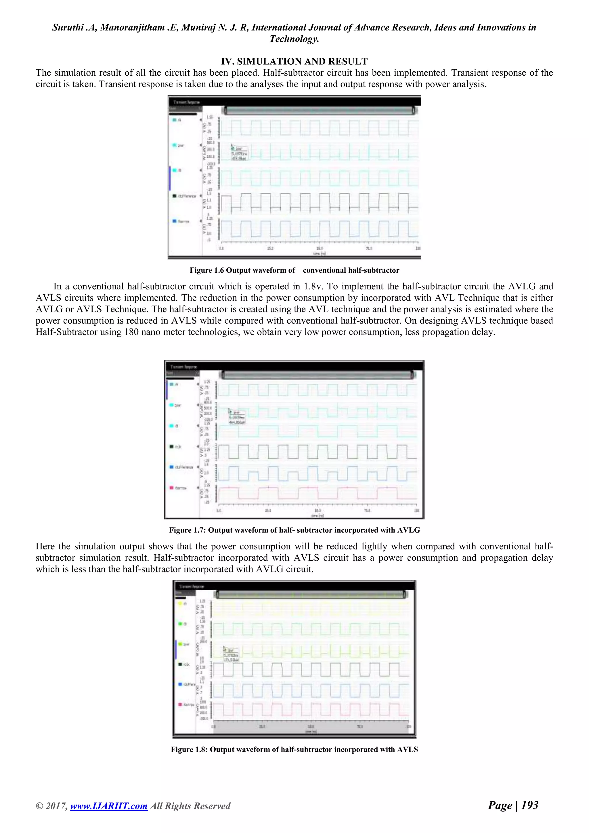 Novel low power half subtractor using avl technique based on 0.18µm ...