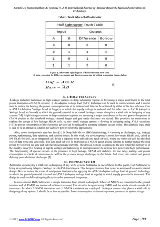 Novel low power half subtractor using avl technique based on 0.18µm cmos technology | PDF