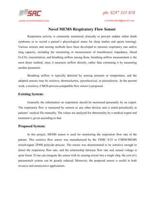Novel mems respiratory flow sensor | PDF