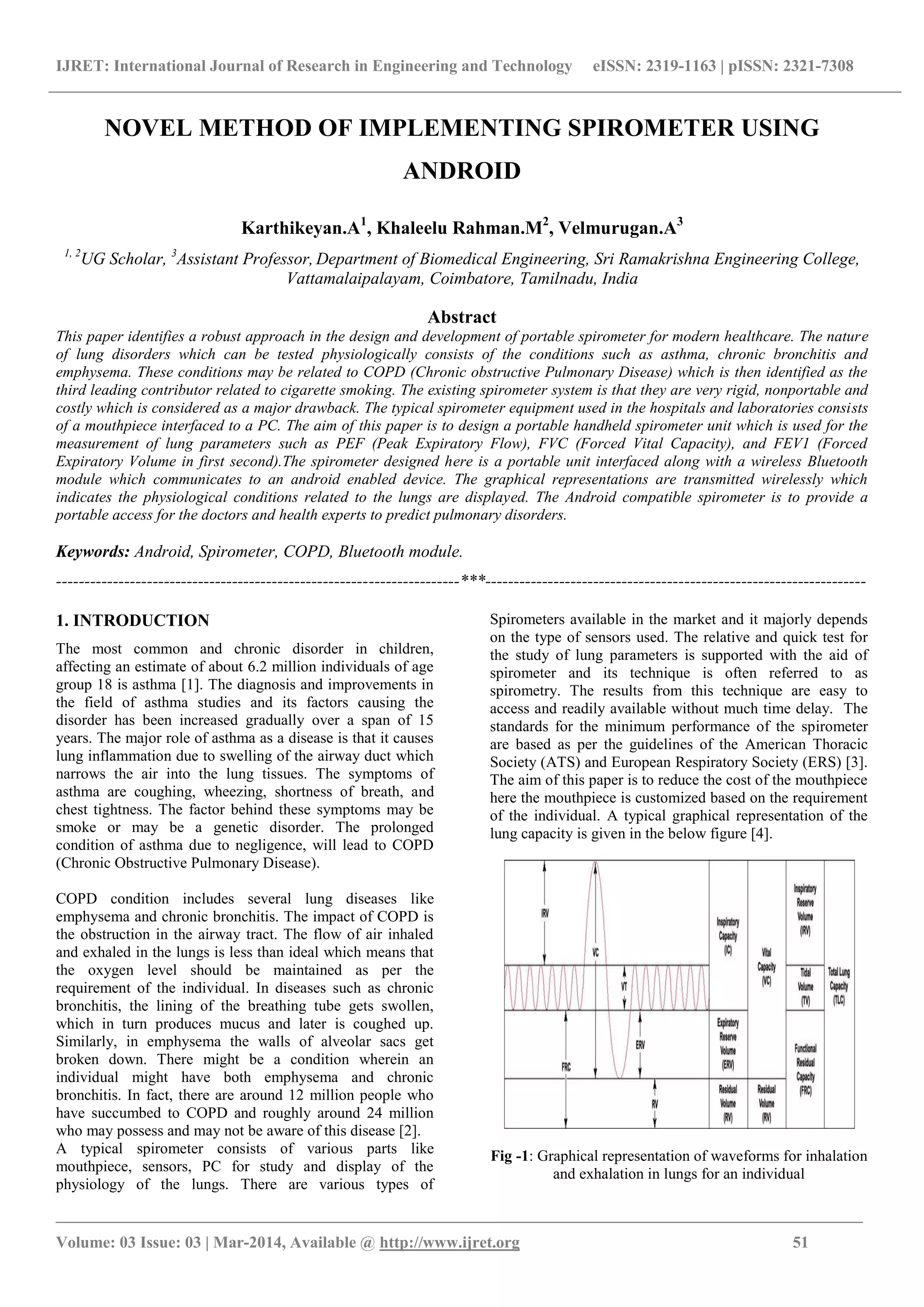 Novel method of implementing spirometer using android | PDF