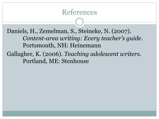 Content Area Writing in the Secondary Classroom - NOVEL 3 16 15 | PPTX