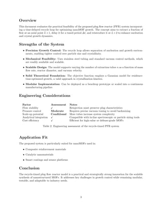 Novel Plug Flow Reactor with Recycle For Growth Control | PDF