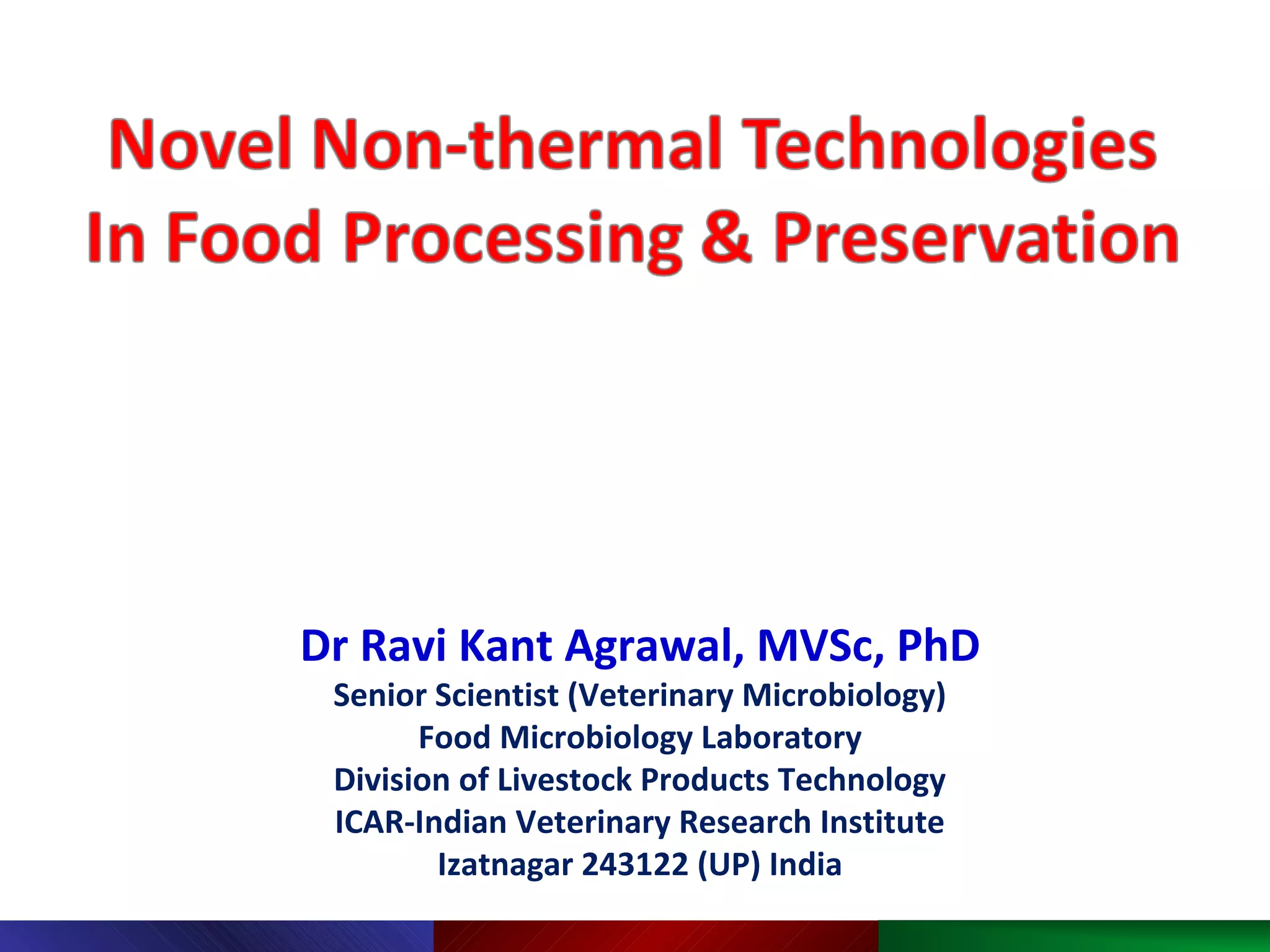 Novel non thermal preservation technologies | PPT