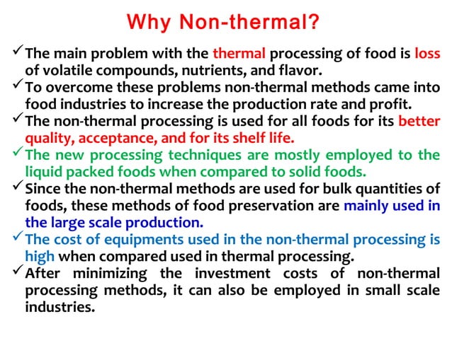 Novel non thermal preservation technologies | PPT | Food Industry ...