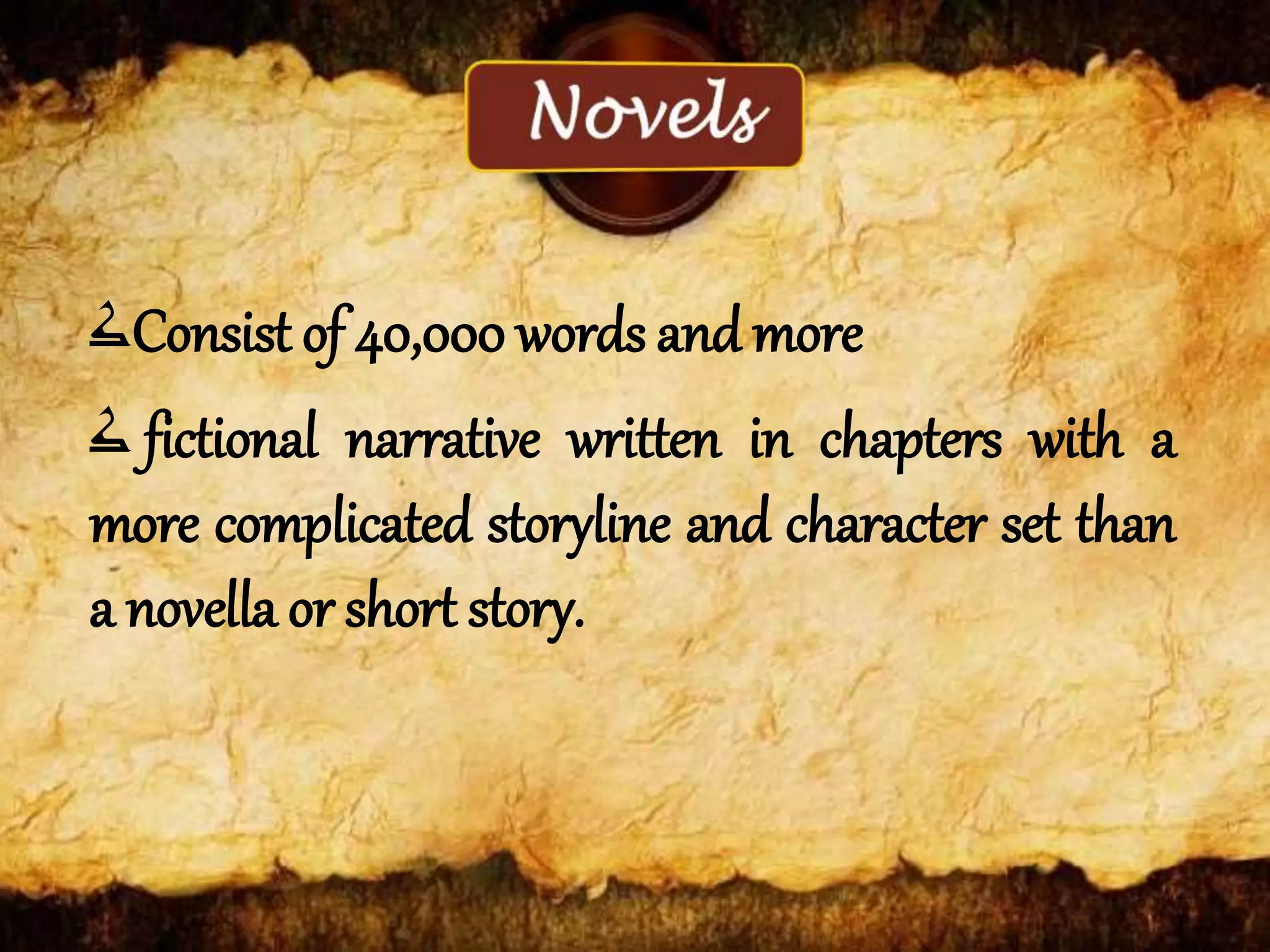Novel, novellas and short stories | PPTX