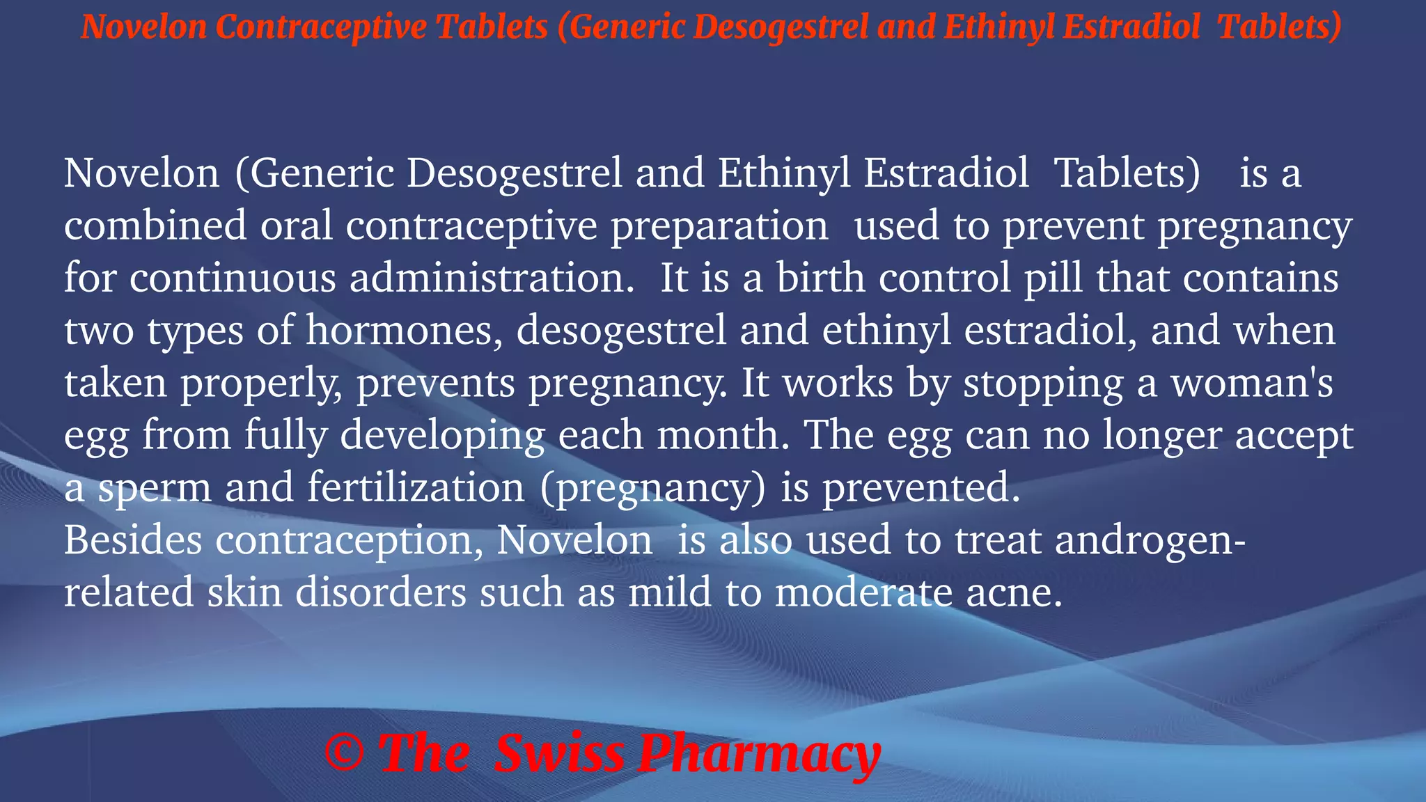 Novelon Contraceptive Tablets (Generic Desogestrel and Ethinyl ...