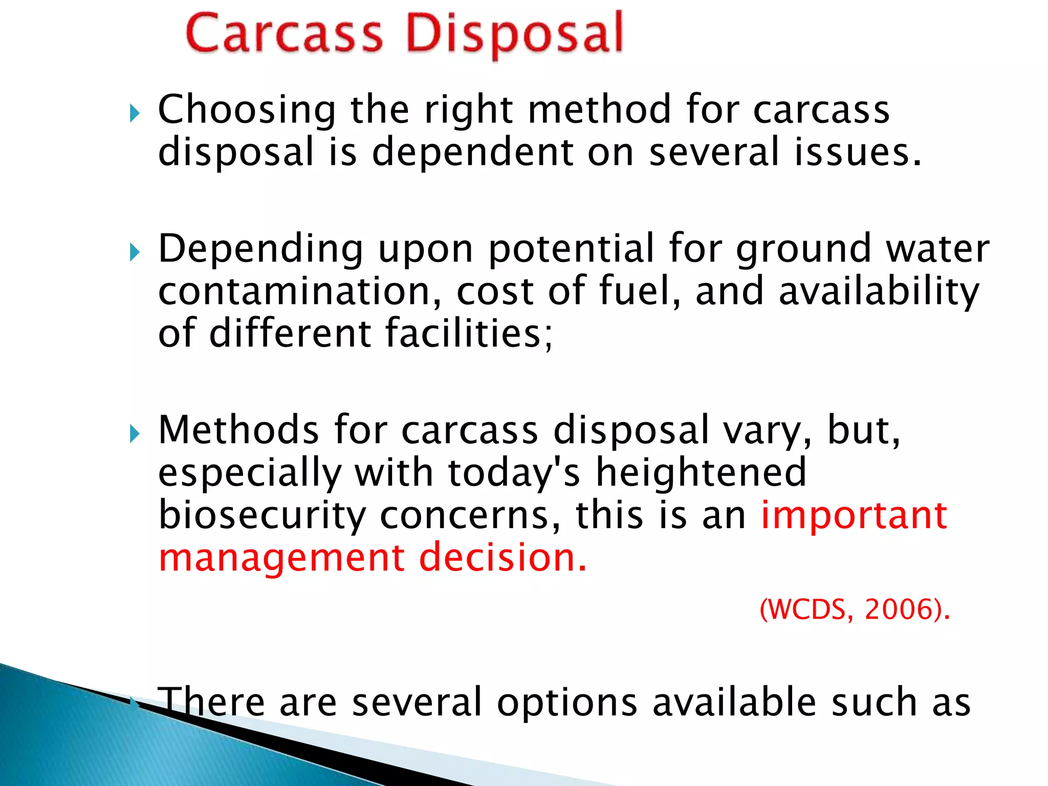 Novel onfarm methods of carcass disposal from dairies | PPT