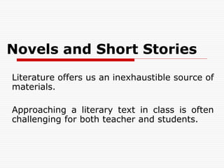 Novels and Short Stories in English theoryppt | PPT