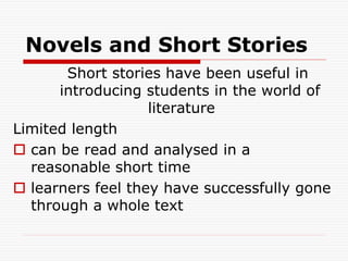 Novels and Short Stories in English theoryppt | PPT