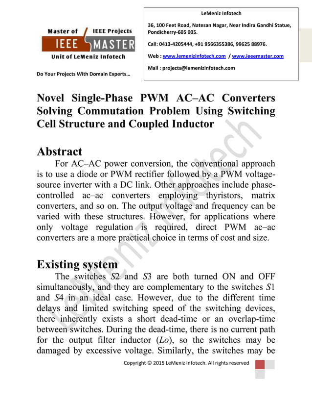 Novel single phase pwm ac–ac converters solving commutation problem using switching cell ...