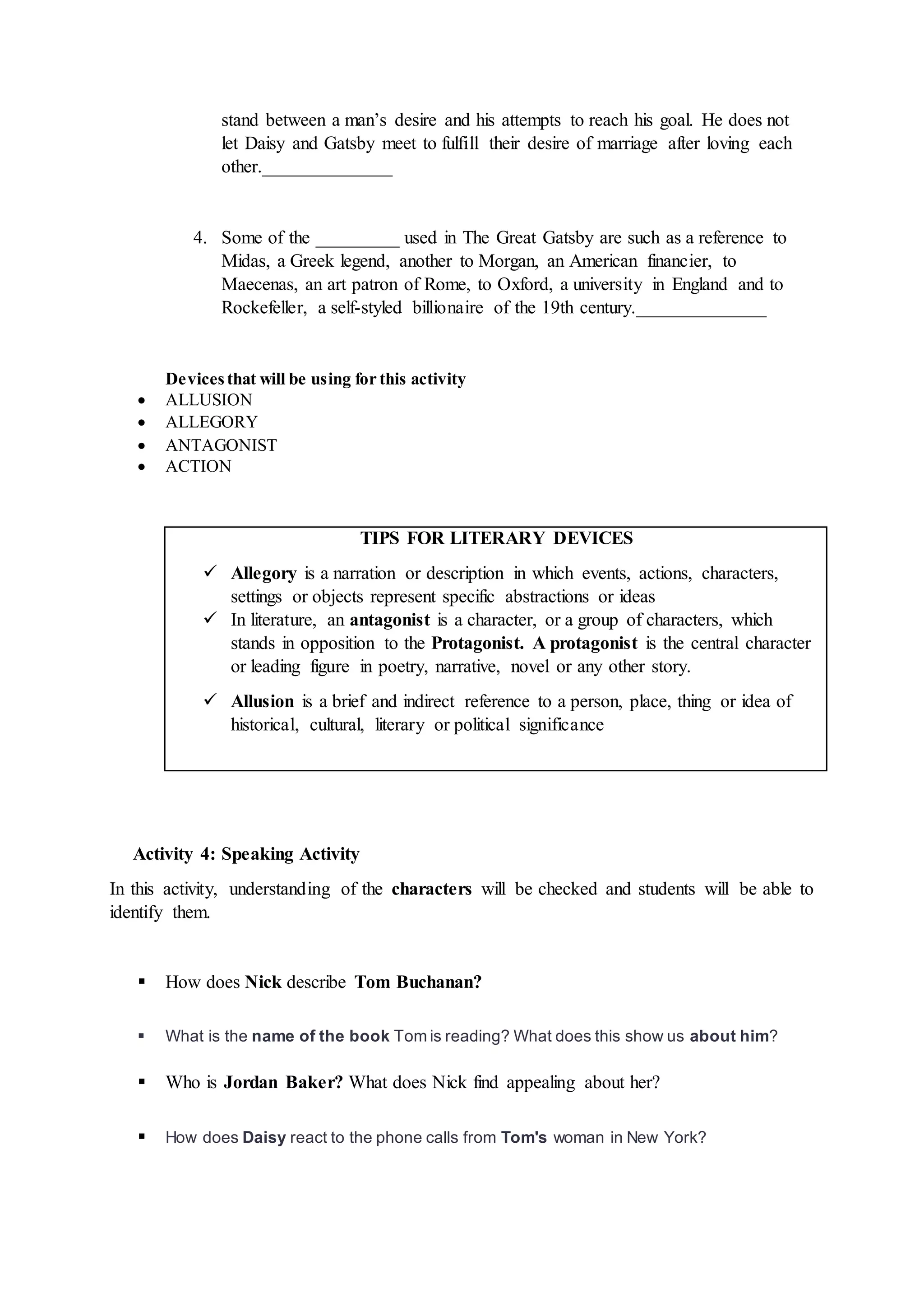 Novel teaching lesson plan | DOCX