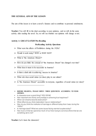 Novel teaching lesson plan | DOCX