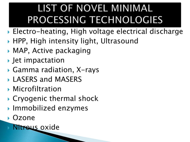 Novel techniques of food processing | PPTX | Chemistry | Science