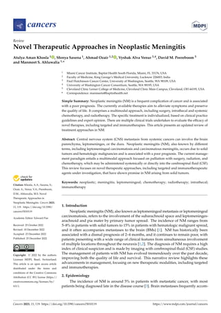 Novel Therapeutic Approaches in Neoplastic Meningitis. | PDF