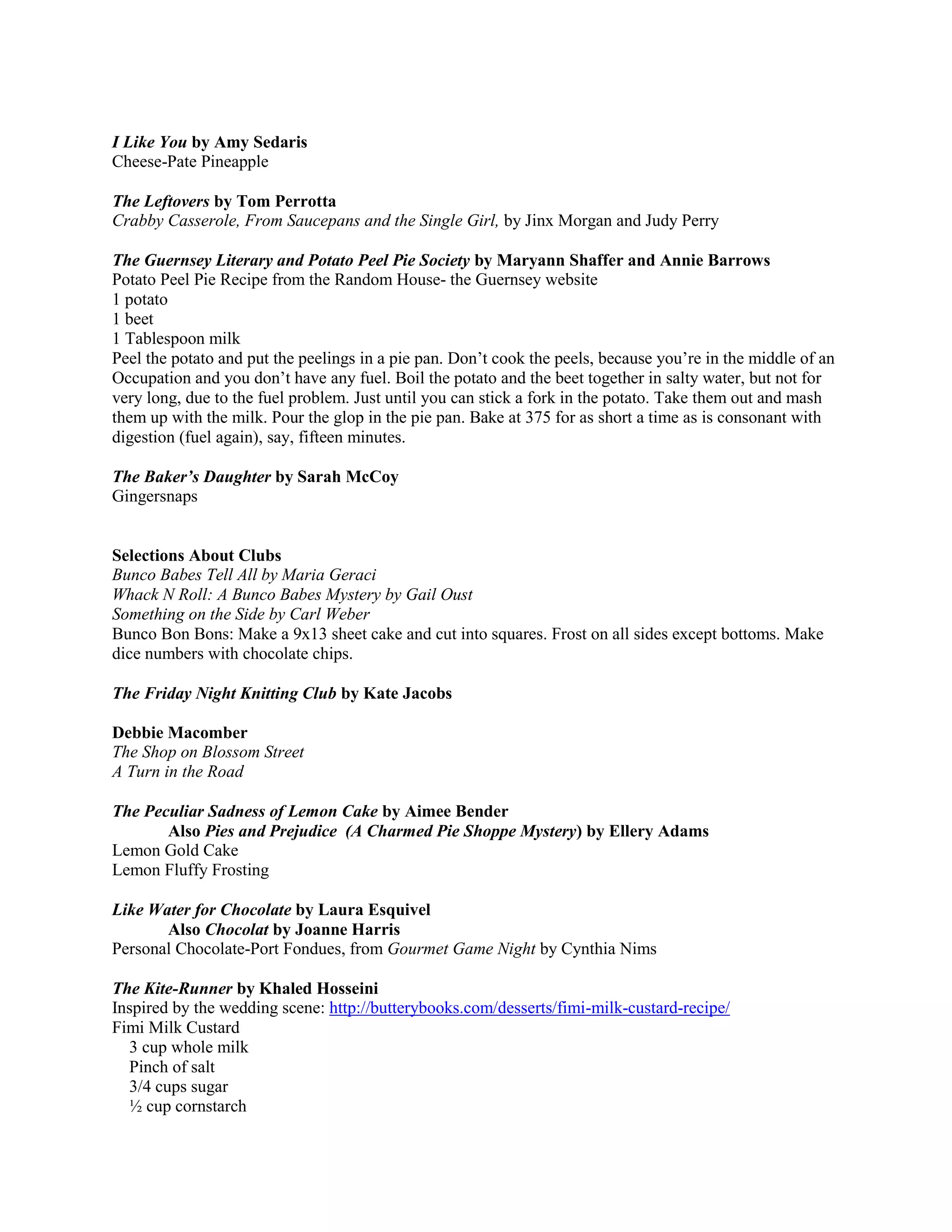 Alessio Workshop: Novel Treats - Handout 3 | DOCX | Cooking | Food & Drink